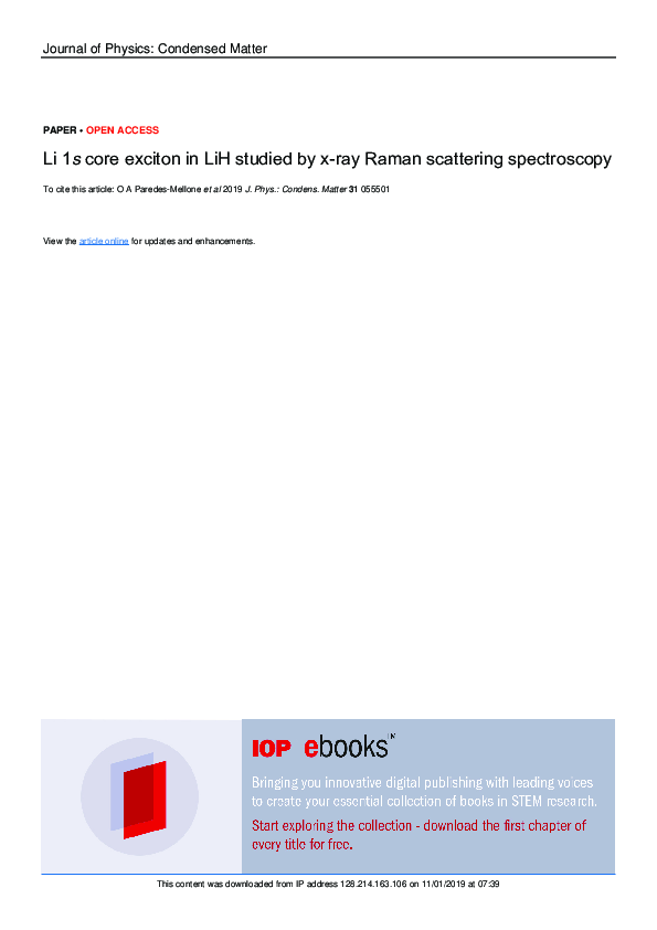 (PDF) Li 1s core exciton in LiH studied by x-ray Raman scattering spectroscopy | Eduardo Stutz ...