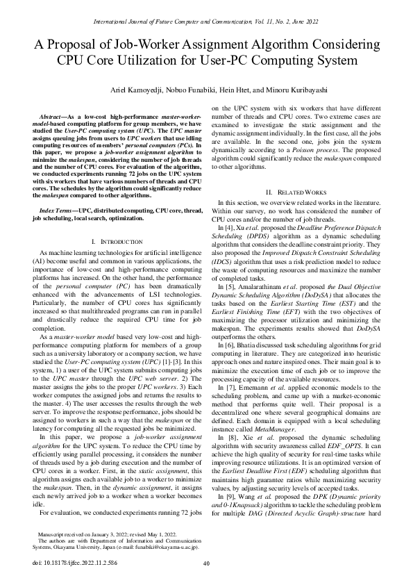 Pdf A Proposal Of Job Worker Assignment Algorithm Considering Cpu