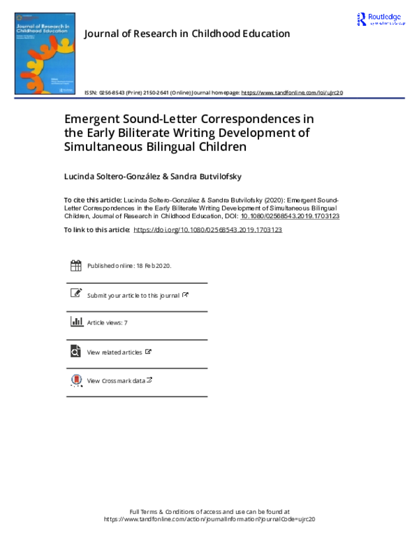 (PDF) Emergent Sound-Letter Correspondences in the Early Biliterate ...