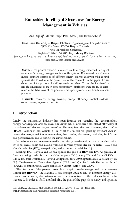 (PDF) Embedded Intelligent Structures for Energy Management in Vehicles