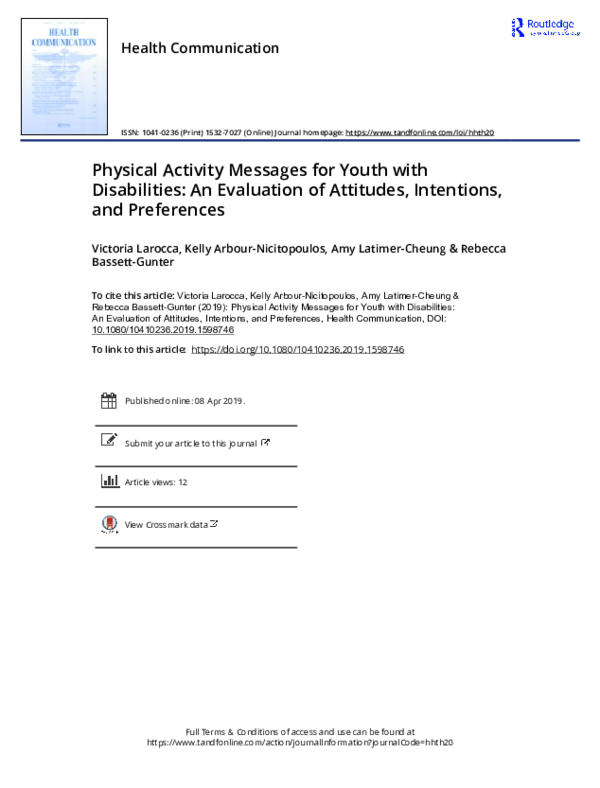 (PDF) Physical Activity Messages for Youth with Disabilities: An ...