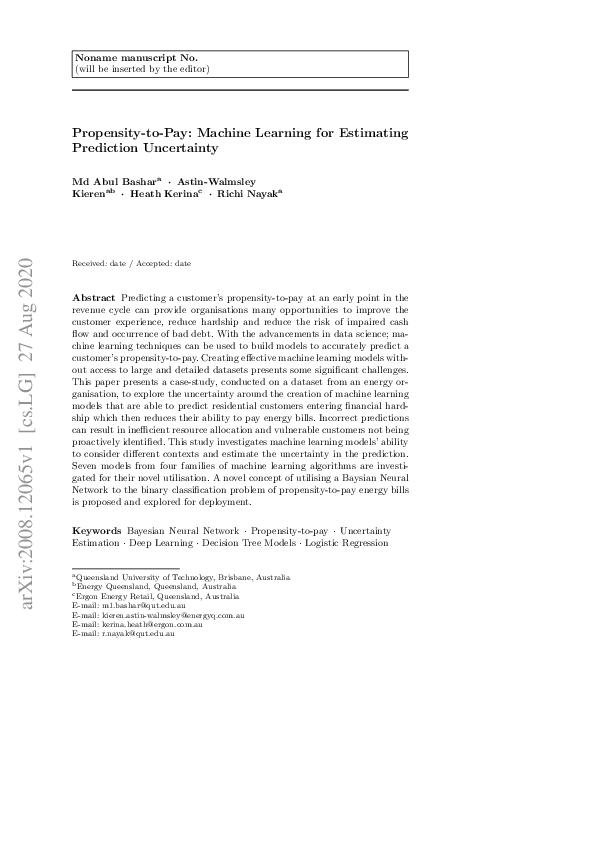 (PDF) Propensity-to-Pay: Machine Learning for Estimating Prediction Uncertainty