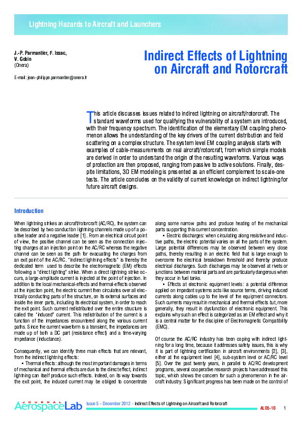 (PDF) Issue 5-December 2012-Indirect Effects of Lightning on Aircraft ...