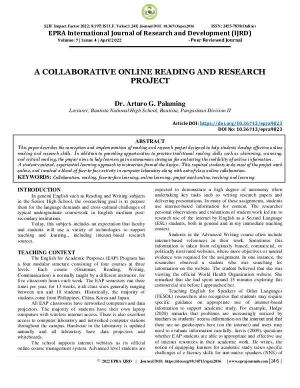 (PDF) A Collaborative Online Reading and Research Project