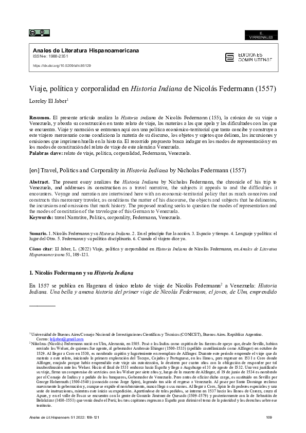 (PDF) Viaje, política y corporalidad en Historia indiana de Nicolás ...