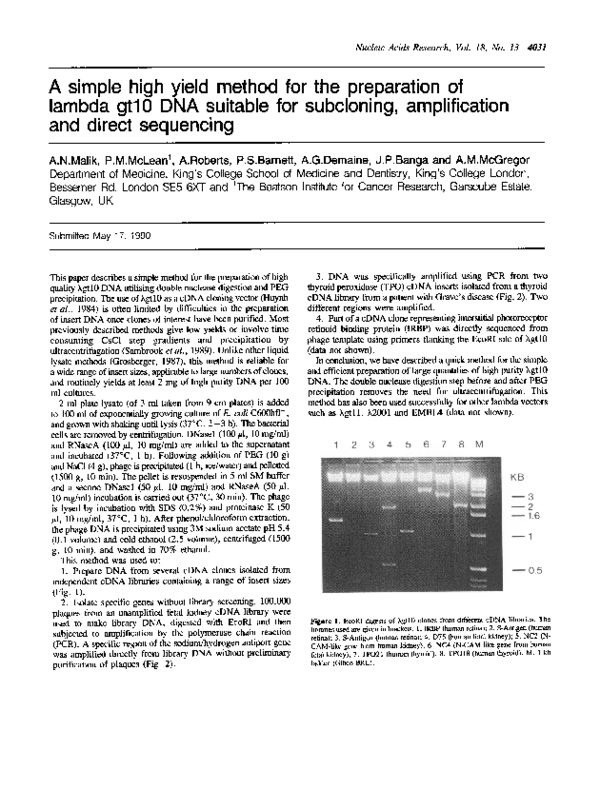 (PDF) A simple high yield method for the preparation of lambda gt10 DNA suitable for subcloning ...