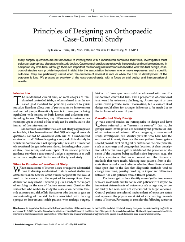 (PDF) Designing Effective Orthopaedic Case-Control Studies