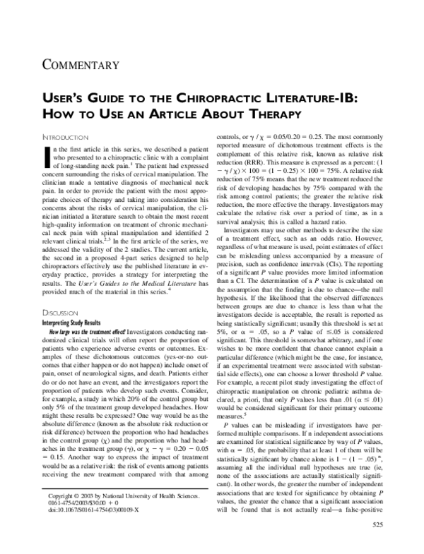 (PDF) User's guide to the Chiropractic Literature-IB: how to use an ...