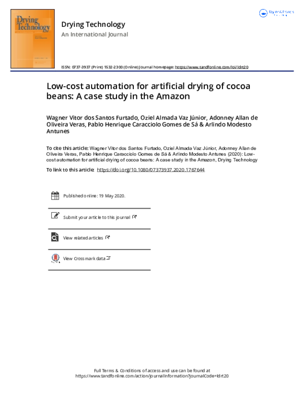 (PDF) Low-cost automation for artificial drying of cocoa beans: A case ...