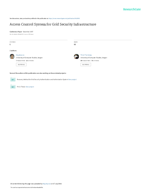 (PDF) Access Control System for Grid Security Infrastructure