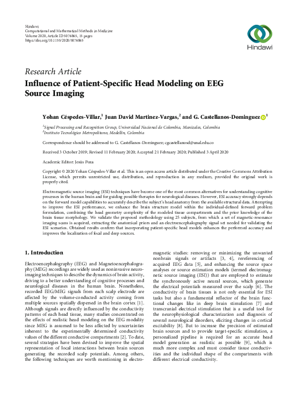 (PDF) Influence of Patient-Specific Head Modeling on EEG Source Imaging