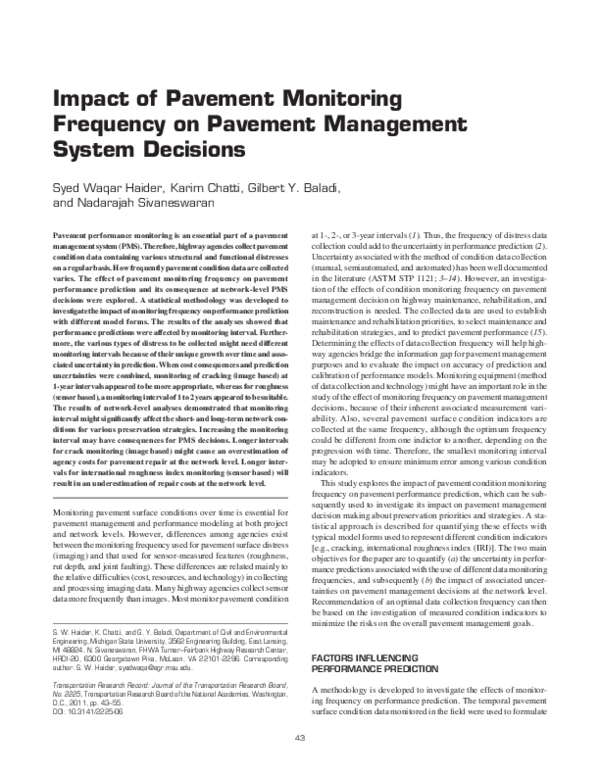 (PDF) Impact of Pavement Monitoring Frequency on Pavement Management ...
