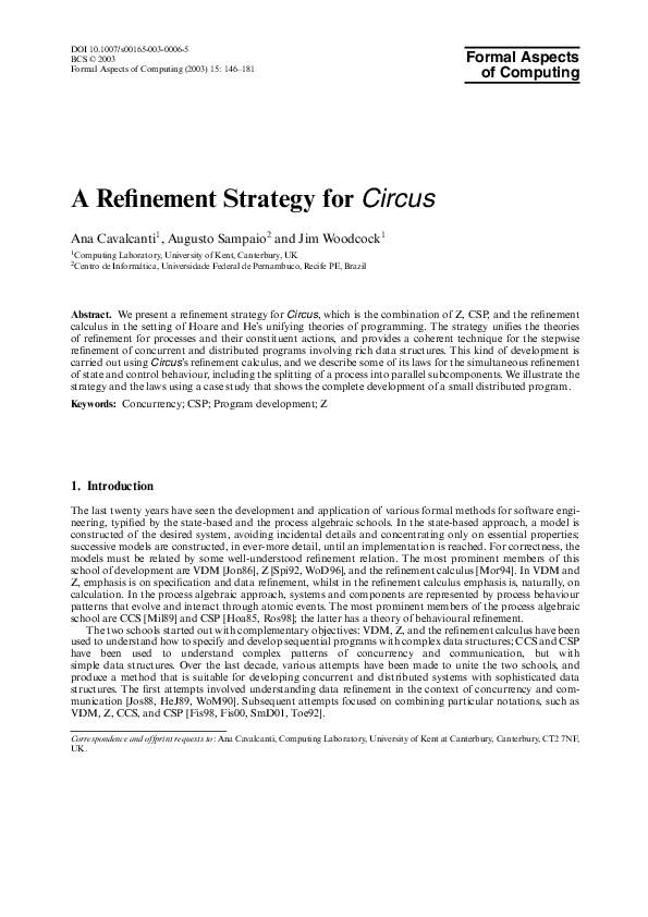 (PDF) A Refinement Strategy for Circus