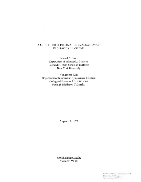 (PDF) A model for performance evaluation of interactive systems