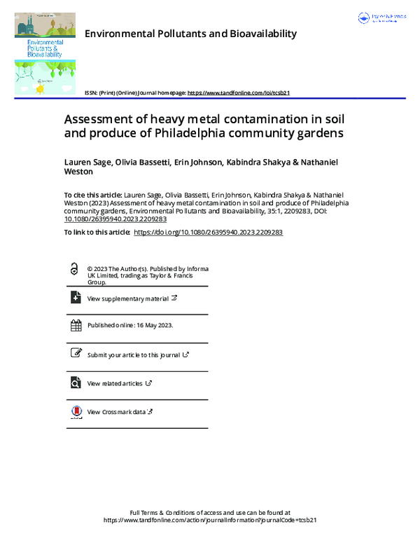 (PDF) Assessment of heavy metal contamination in soil and produce of ...