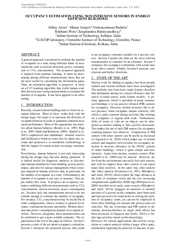 (PDF) Occupancy Estimation using Non Intrusive Sensors in Energy Efficient Buildings | Abhay ...