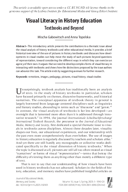 (PDF) Visual Literacy in History Education: Textbooks and Beyond