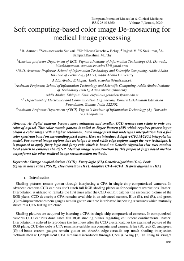 (PDF) Soft computing based color image demosaicing for medical Image processing