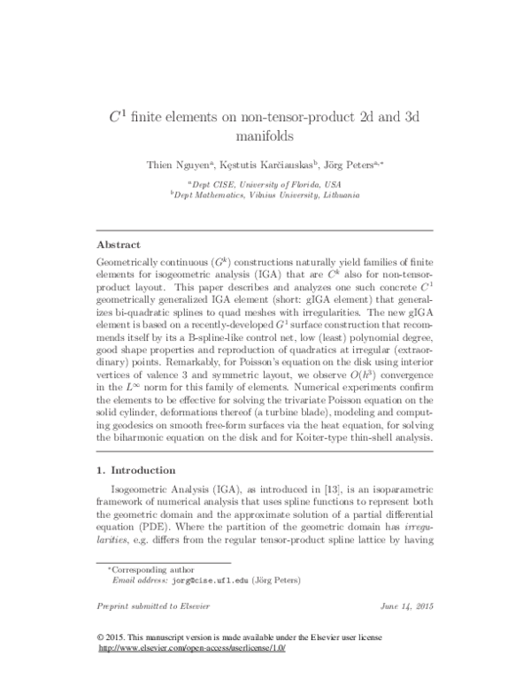 (PDF) C1 finite elements on non-tensor-product 2d and 3d manifolds ...