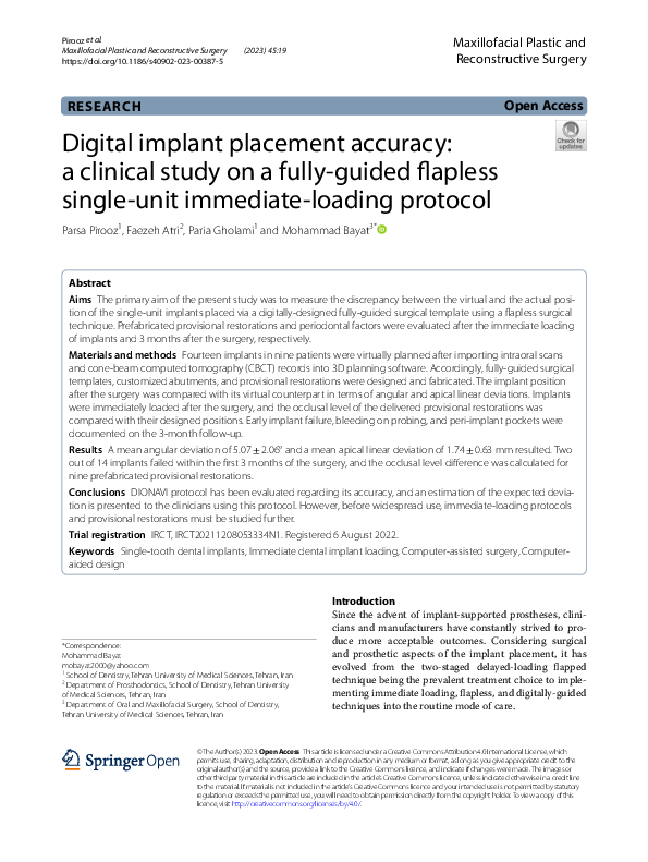 (PDF) Digital implant placement accuracy: a clinical study on a fully-guided flapless single ...