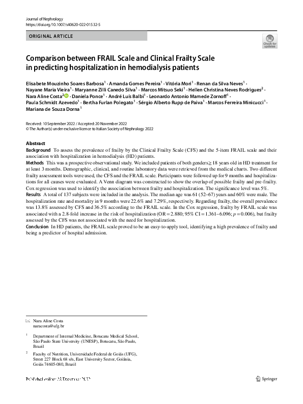 (PDF) Comparison between FRAIL Scale and Clinical Frailty Scale in predicting hospitalization in ...