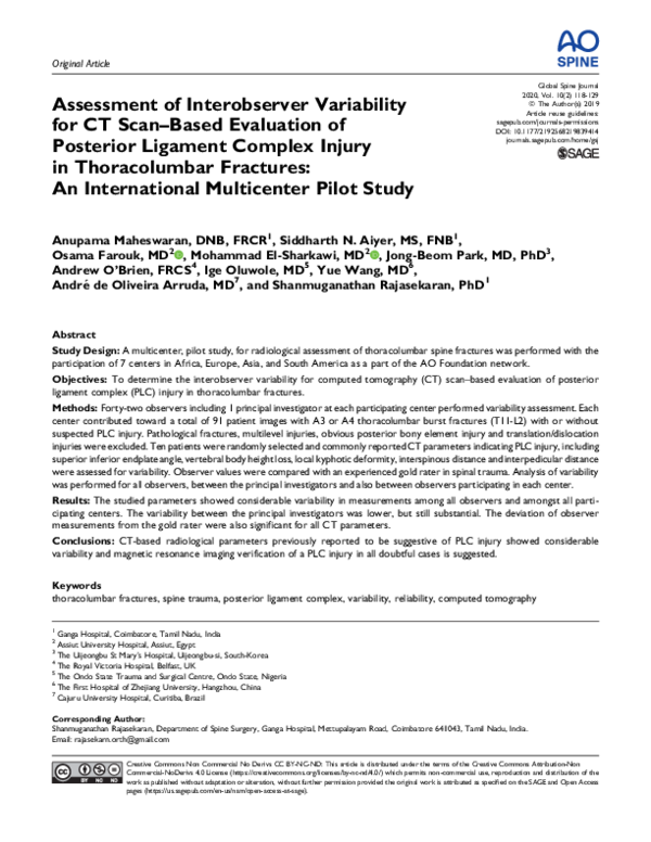 (PDF) Assessment of Interobserver Variability for CT Scan–Based ...