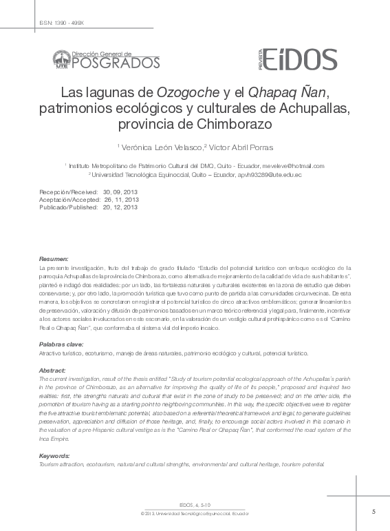 (PDF) Las lagunas de Ozogoche y el Qhapaq Ñan, patrimonios ecológicos y ...