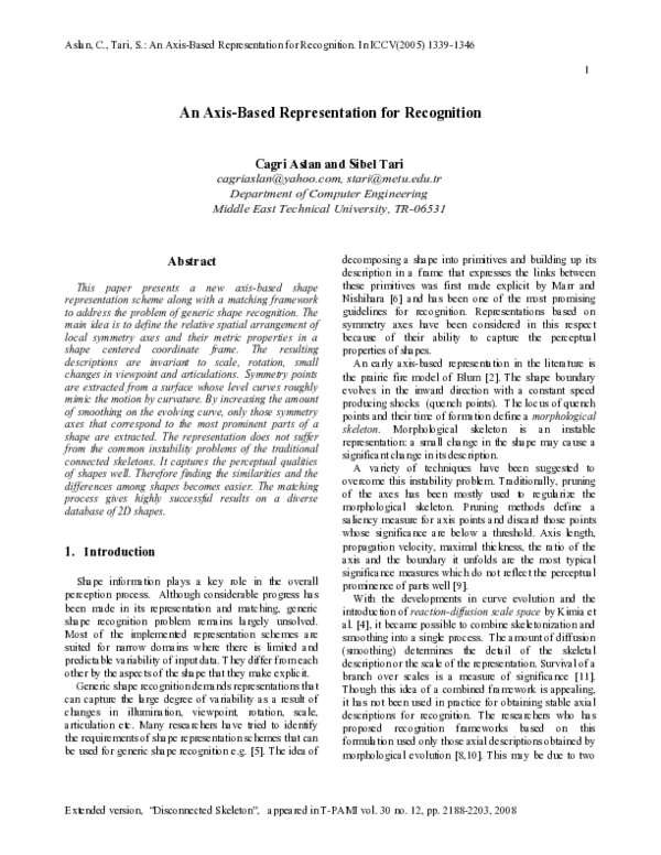 (PDF) An axis-based representation for recognition