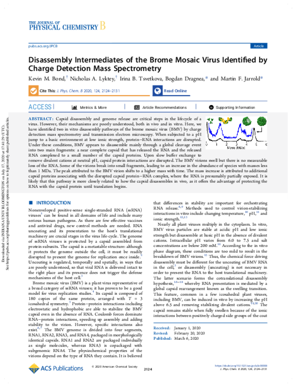 (PDF) Disassembly Intermediates of the Brome Mosaic Virus Identified by ...