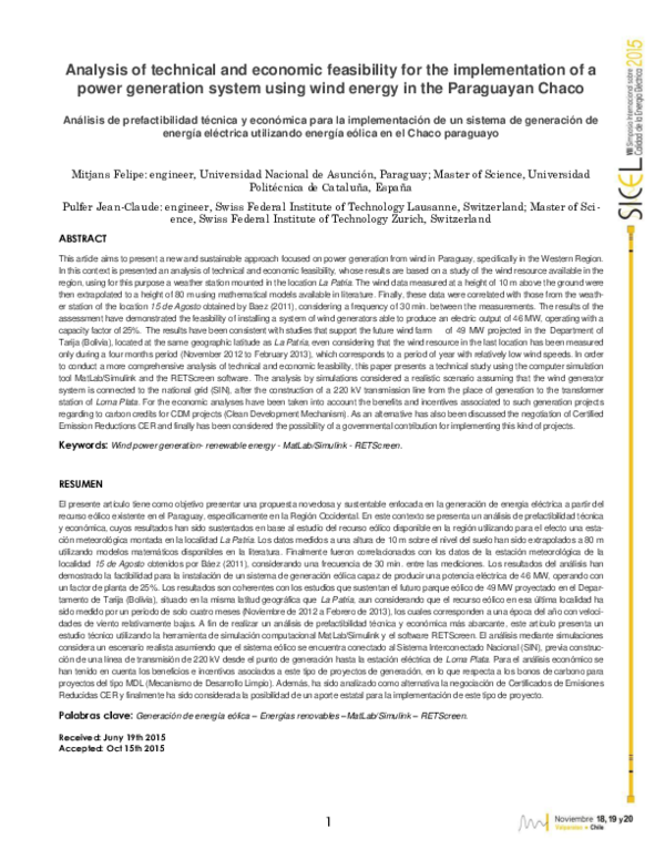 (PDF) Analysis of technical and economic feasibility for the ...