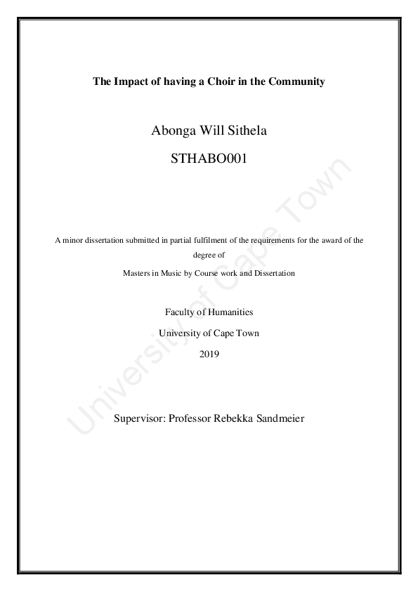 (PDF) The impact of having a choir in the community