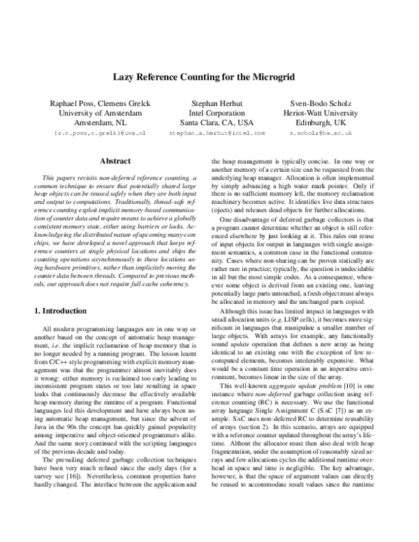 (PDF) Lazy reference counting for the microgrid