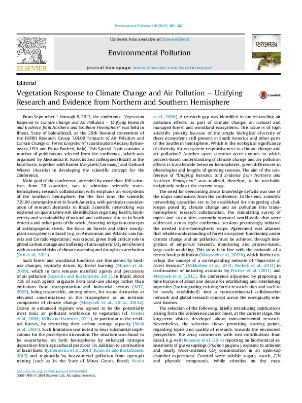 (PDF) Vegetation Response to Climate Change and Air Pollution ...