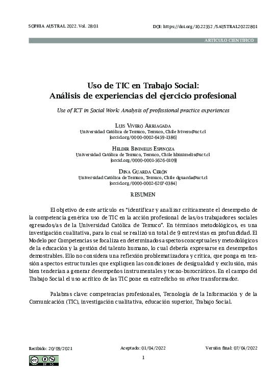 (PDF) Uso de TIC en trabajo social: Análisis de experiencias del ejercicio profesional