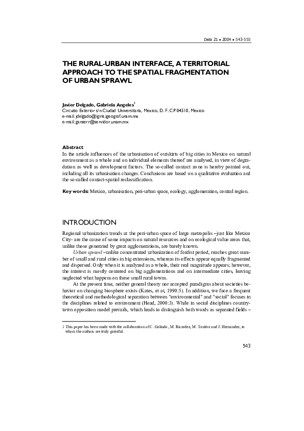 (PDF) The rural-urban interface, a territorial approach to the spatial ...