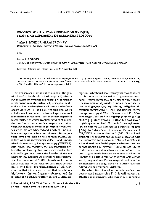 (PDF) Kinetics of ethylidyne formation on Pt(111) From time-dependent ...