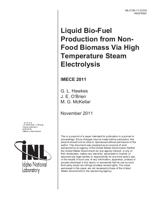 (PDF) Liquid bio-fuel production from non-food Biomass via high ...