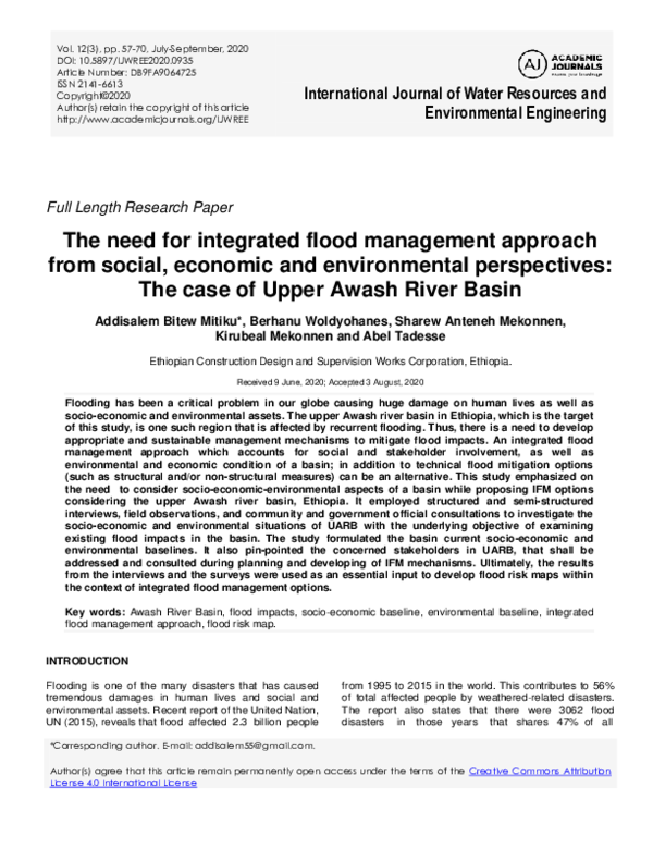 (PDF) The need for integrated flood management approach from social ...