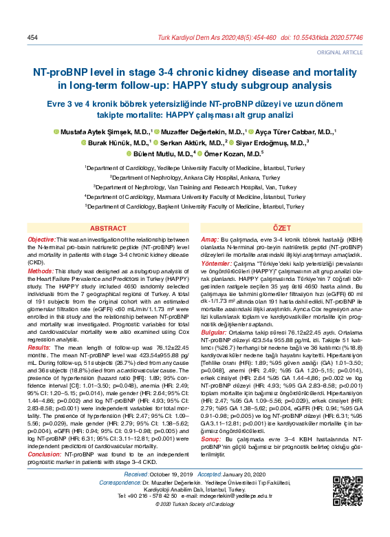 (PDF) NT-proBNP Levels in Stage 3-4 Chronic Kidney Disease and ...