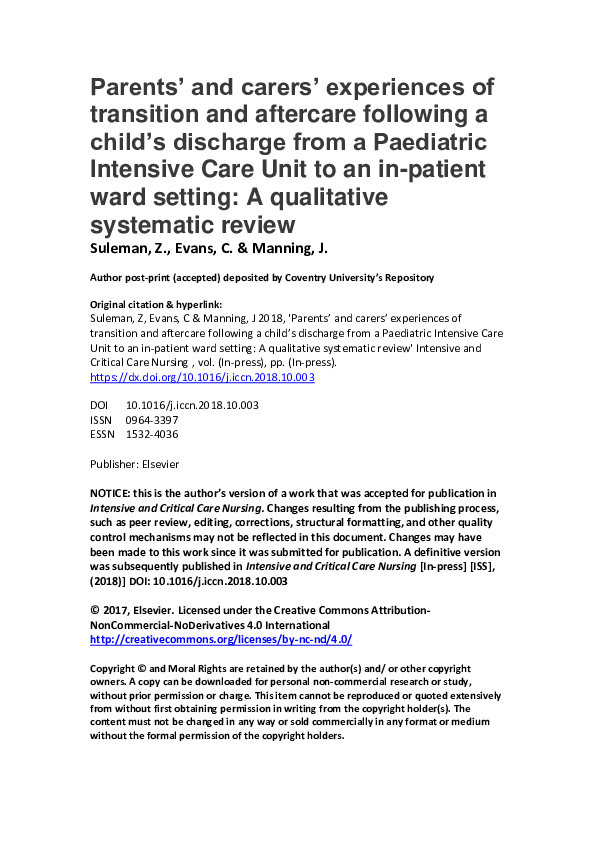 (PDF) Parents’ and carers’ experiences of transition and aftercare ...
