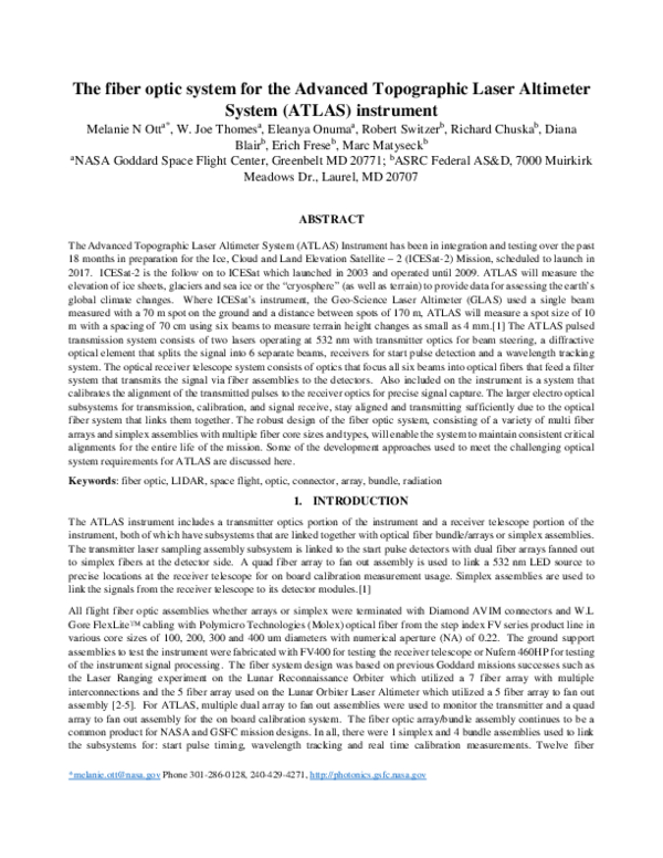 (PDF) The fiber optic system for the advanced topographic laser ...