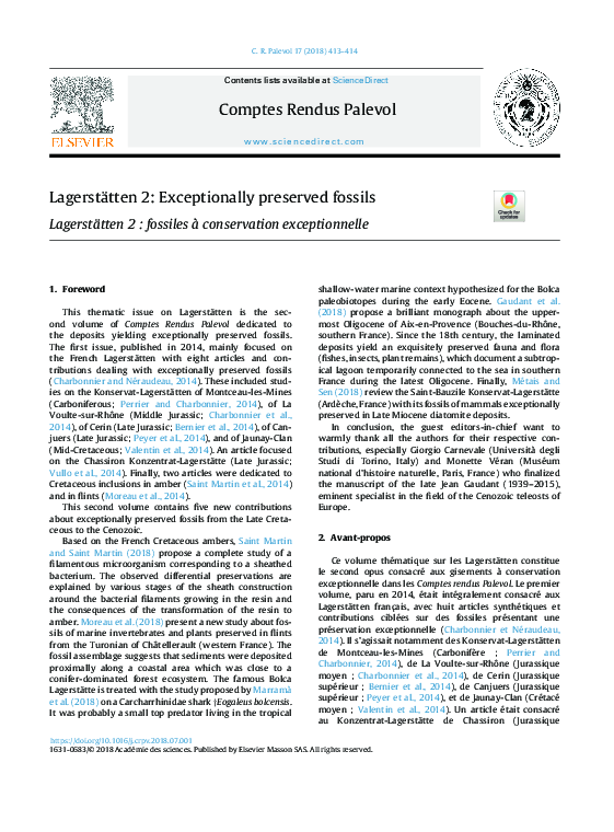 (PDF) Lagerstätten 2: Exceptionally preserved fossils