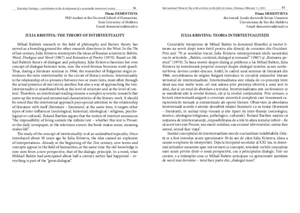 (PDF) JULIA KRISTEVA: TEORIA INTERTEXTUALITĂȚII (Julia Kristeva: the ...