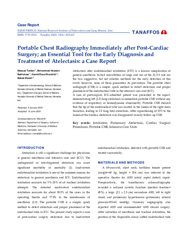(PDF) Portable Chest Radiography Immediately after Post-Cardiac Surgery ...
