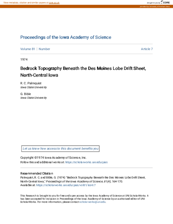 (PDF) Bedrock Topography Beneath the Des Moines Lobe Drift Sheet, North ...