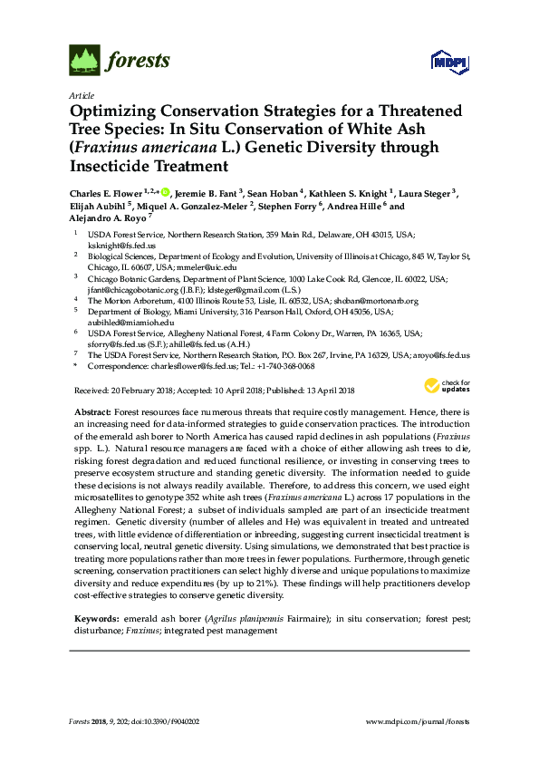 (PDF) Optimizing Conservation Strategies for a Threatened Tree Species: In Situ Conservation of ...