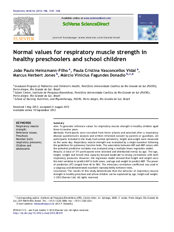 (PDF) Normal values for respiratory muscle strength in healthy ...
