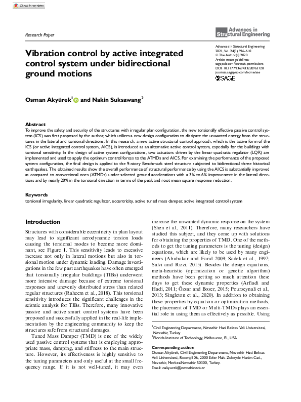 (PDF) Active Control for Torsionally Sensitive Structures