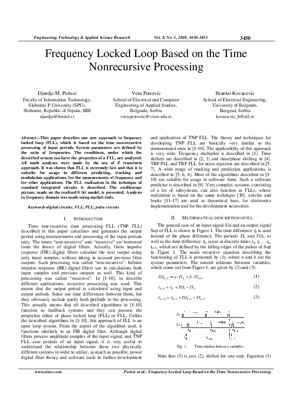 (PDF) Frequency Locked Loop Based on the Time Nonrecursive Processing