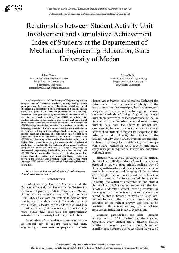 (PDF) Relationship between Student Activity Unit Involvement and ...